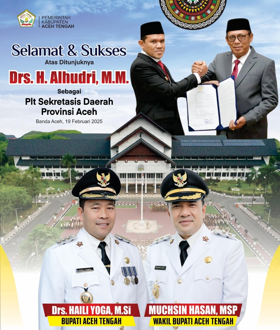 Alhudri Resmi Ditunjuk Sebagai Plt Sekda Aceh, Bupati Haili Yoga dan Muchsin Hasan Ucapkan ...